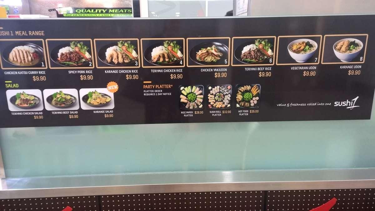 Menu at Sushi One restaurant, Springwood, Springwood Shopping Mall