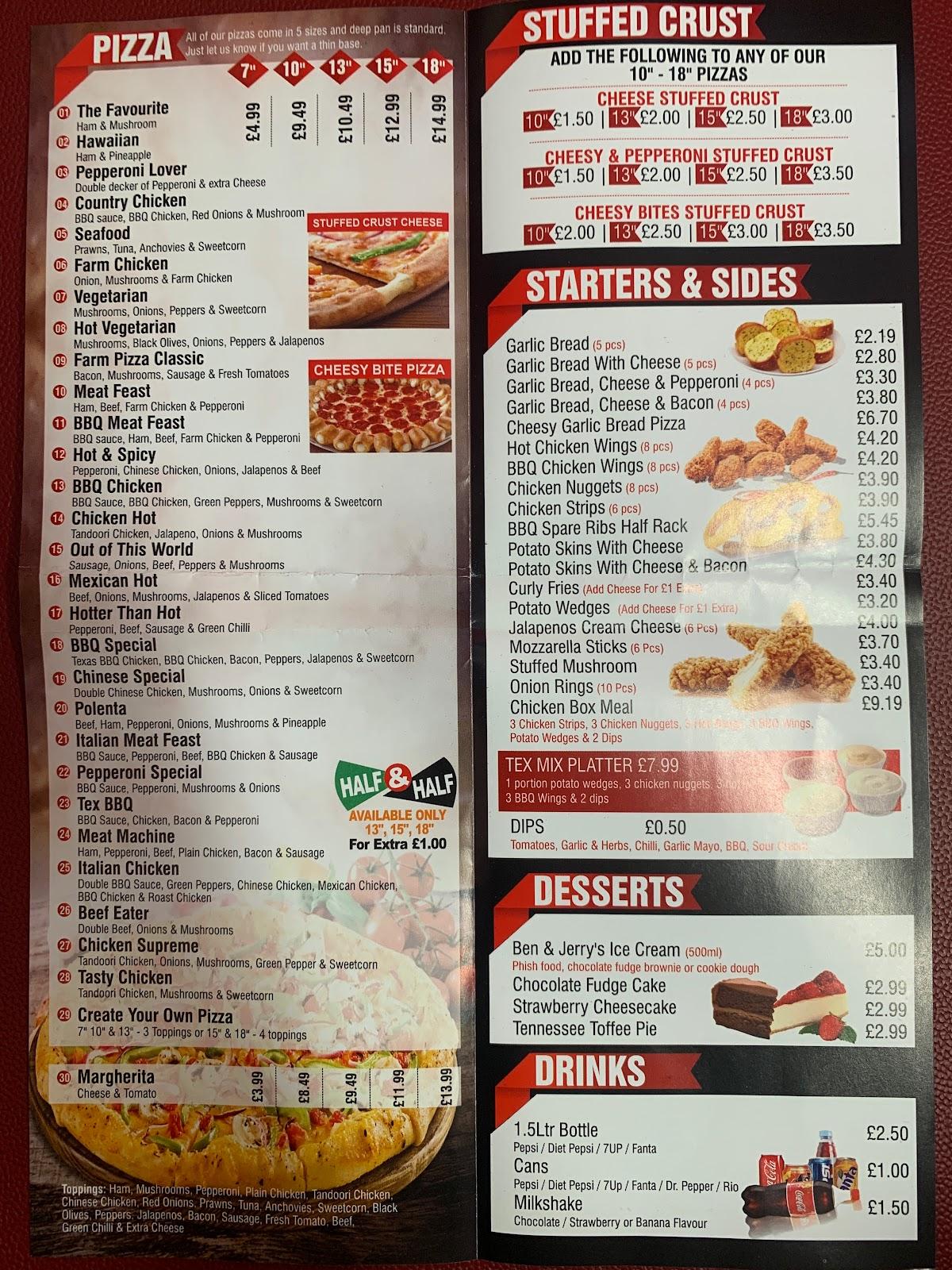Menu at A Farm Pizza (Torpoint) pizzeria, Torpoint