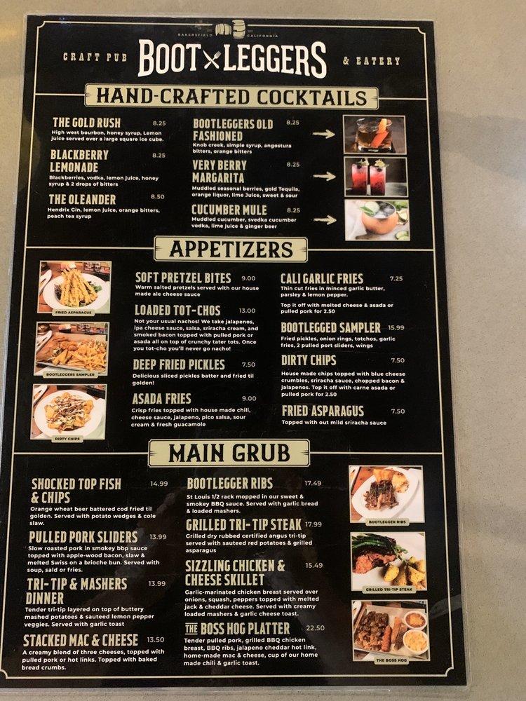 Menu at Bootleggers Craft Pub & Eatery, Bakersfield