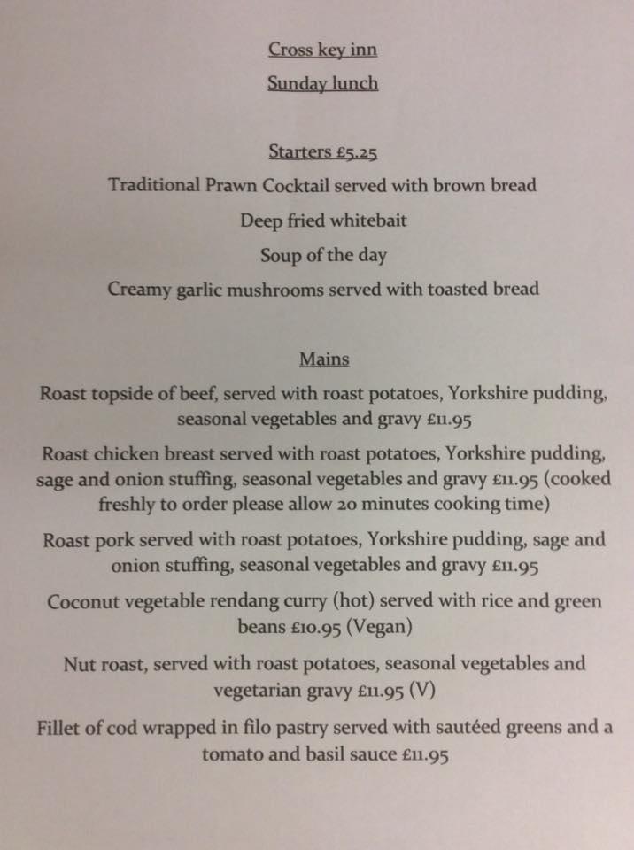 Menu at The Cross Keys Inn pub & bar, Peterborough, 2 West St