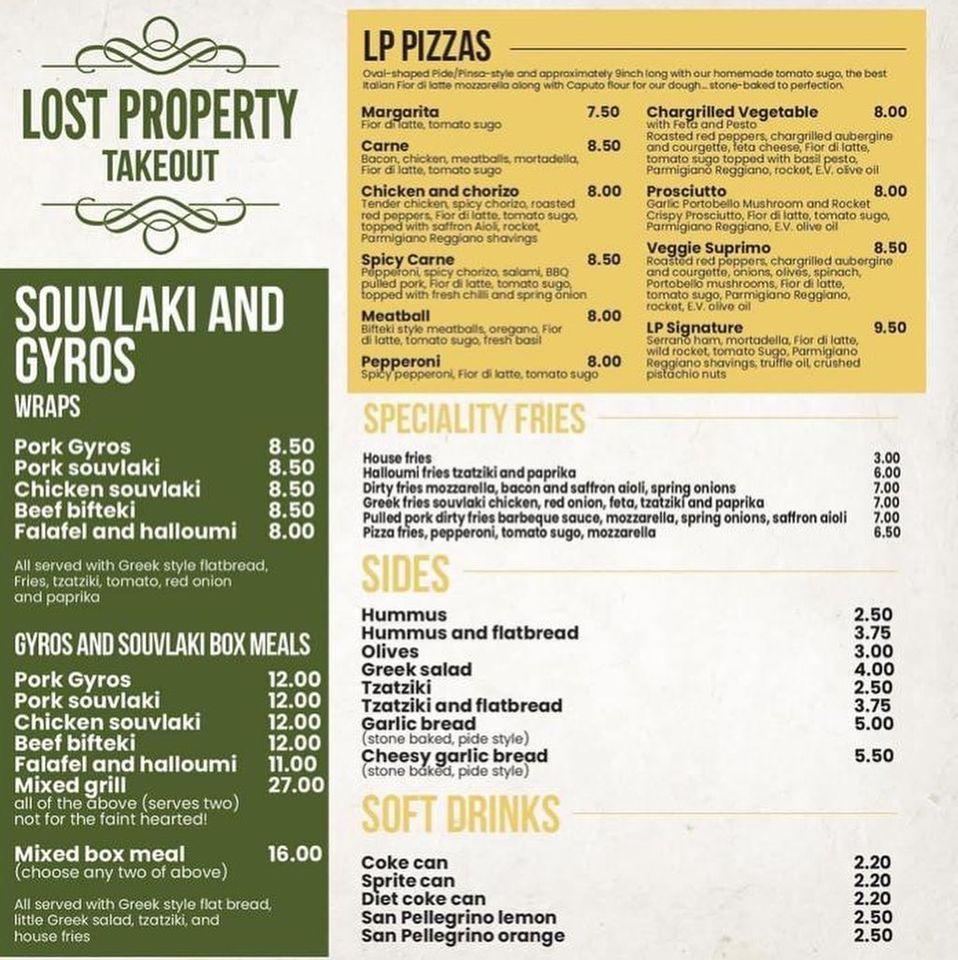 Menu at Lost Property Coffee Shop & Kitchen cafe, Huddersfield