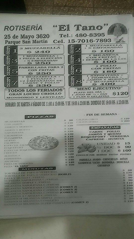 Menu at Roticeria El Tano pub & bar, Merlo