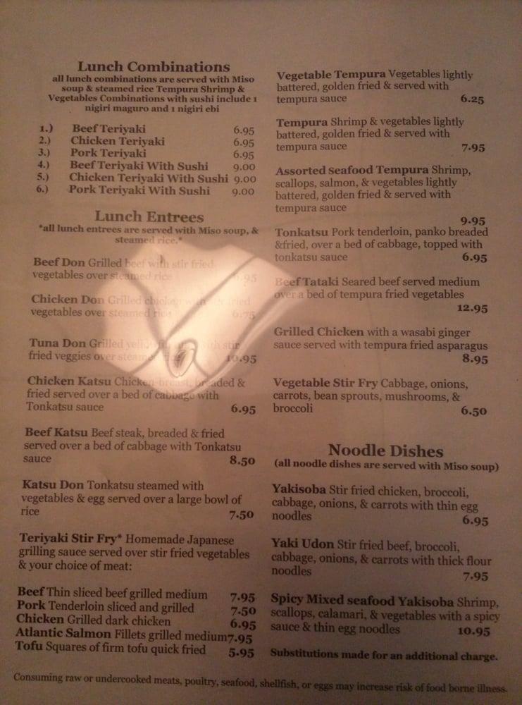Menu at Suehiro Japanese Restaurant, Grand Junction, 541 Main St