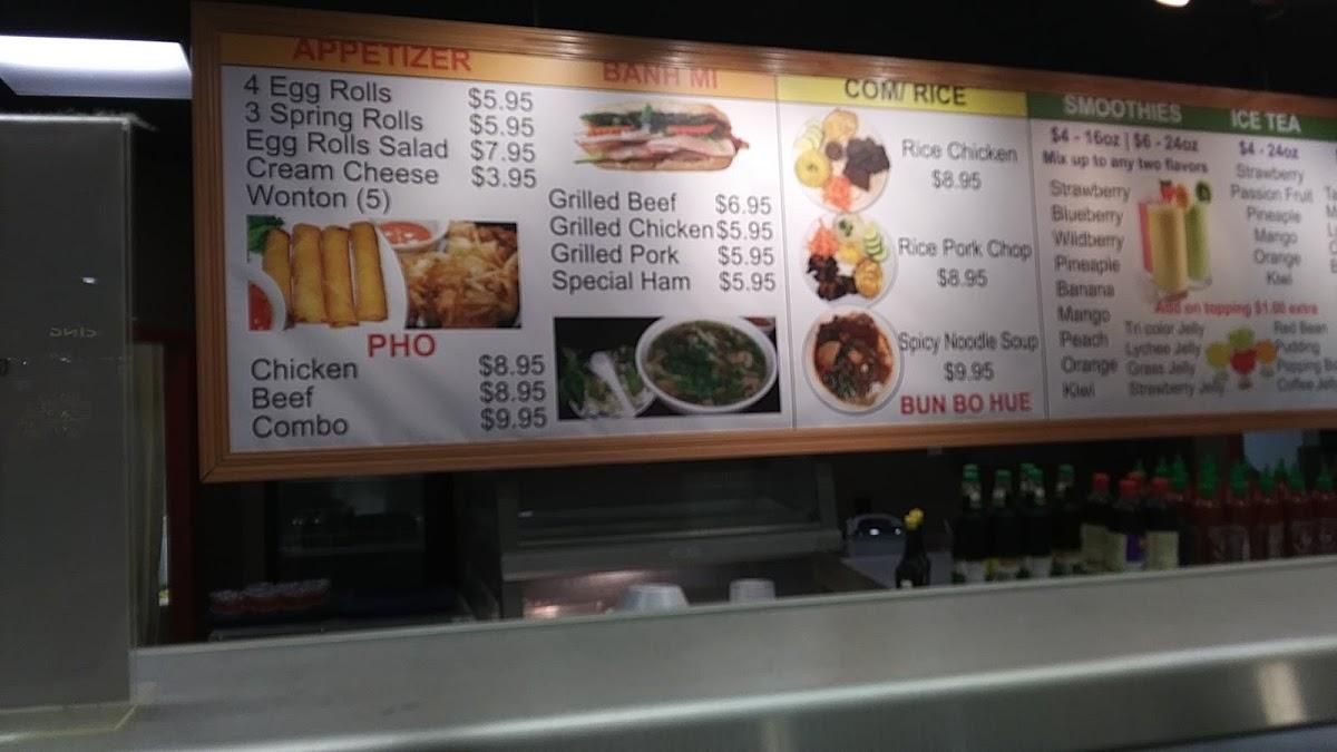 Menu at Taste of Saigon restaurant, Maplewood