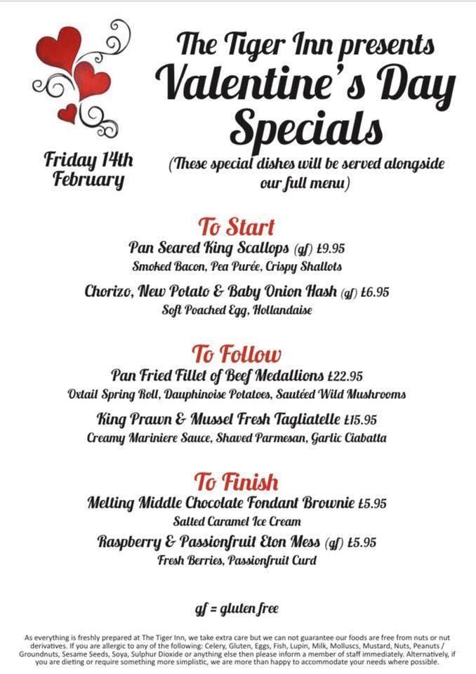 Menu at The Tiger Inn pub & bar, Knaresborough, 29 The Village