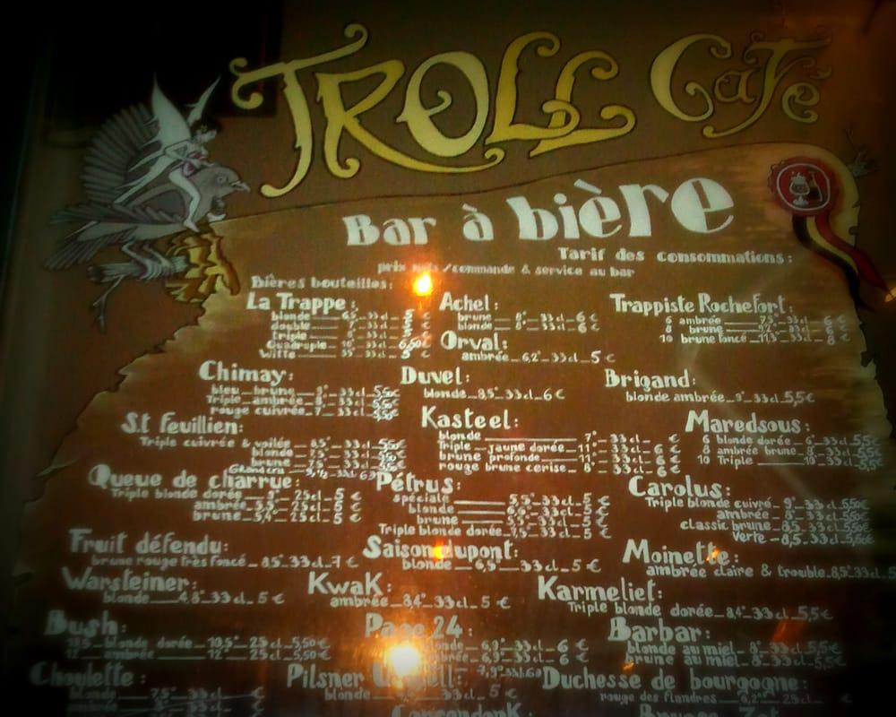 Menu at Troll pub & bar, Paris