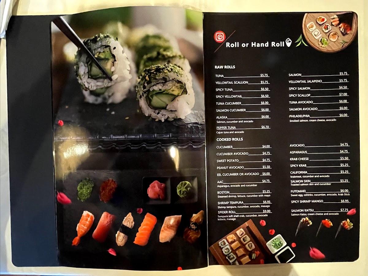Menu at Hana Moon Japanese restaurant, Jacksonville