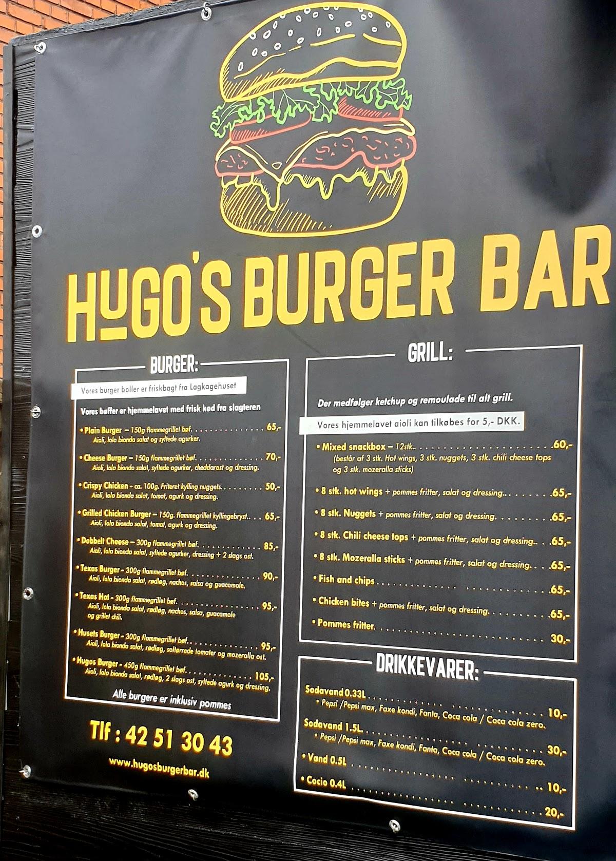 Menu at Hugo's Burger Bar, Silkeborg