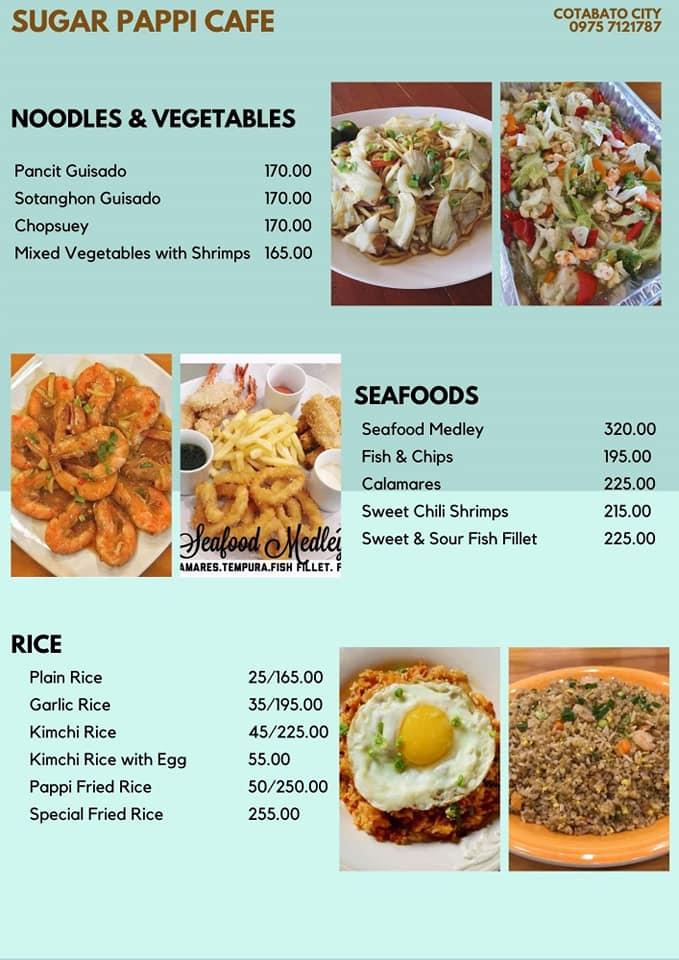 Menu at The Sugar Pappi restaurant, Cotabato City