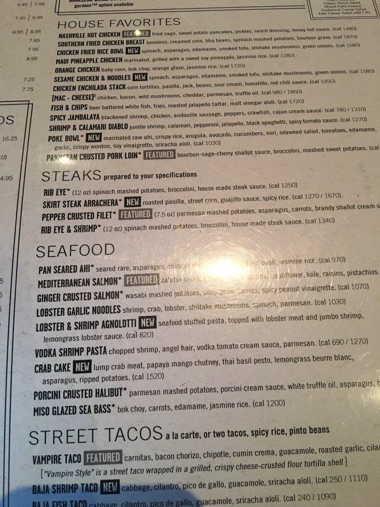 Menu at Yard House pub & bar, Lynnfield, 340 Market St Building 300