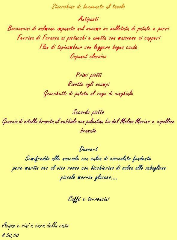Menu at Albergo Ristorante Piemonte, Coazze