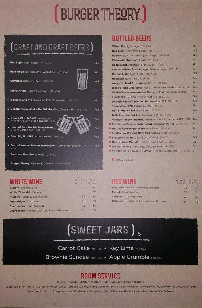 Menu at Burger Theory pub & bar, Decatur