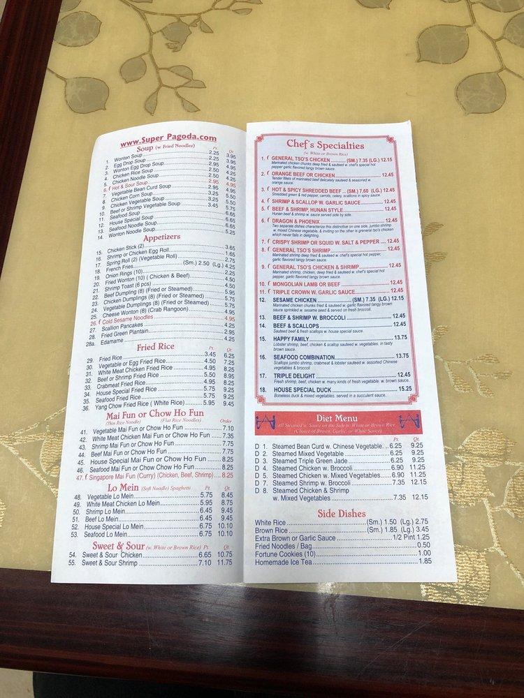 Menu at China Pagoda restaurant, New York City, 47-20 30th Ave