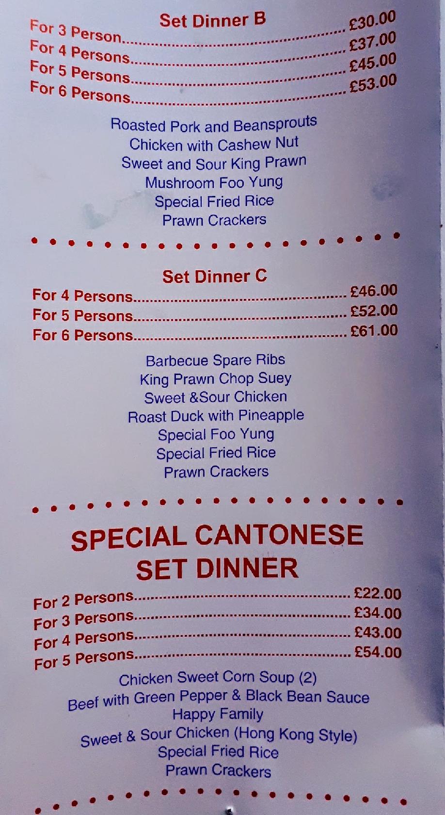 Menu at Imperial Chef fast food, Brigstock