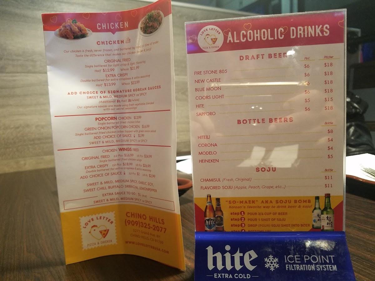 Menu at Love Letter Pizza & Chicken pizzeria, Chino Hills