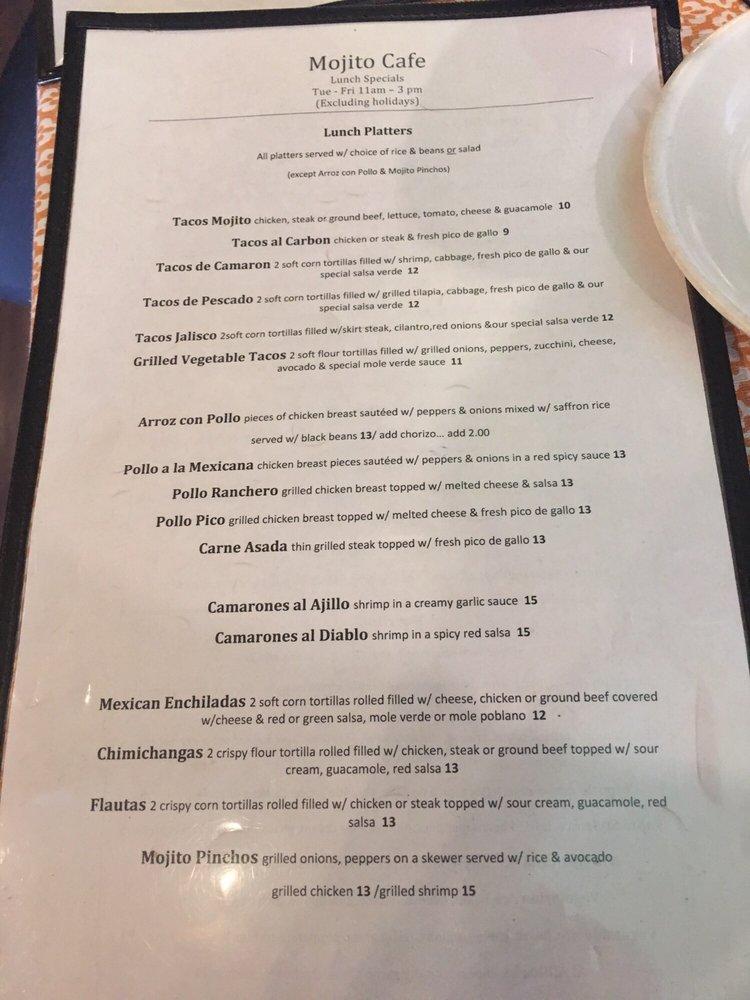 Menu at Mojito Cafe & Lounge, Port Washington