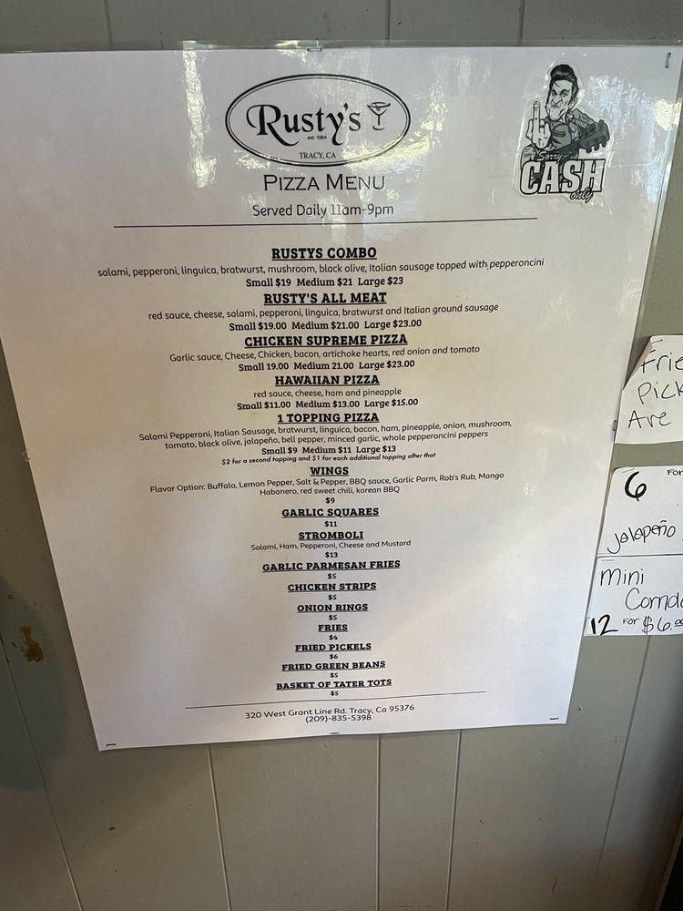 Menu at Rusty's pub & bar, Tracy