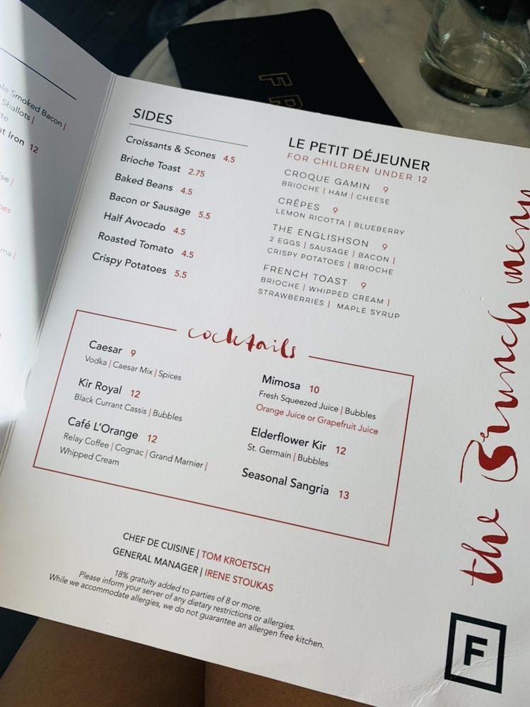 Menu at The French restaurant, Hamilton