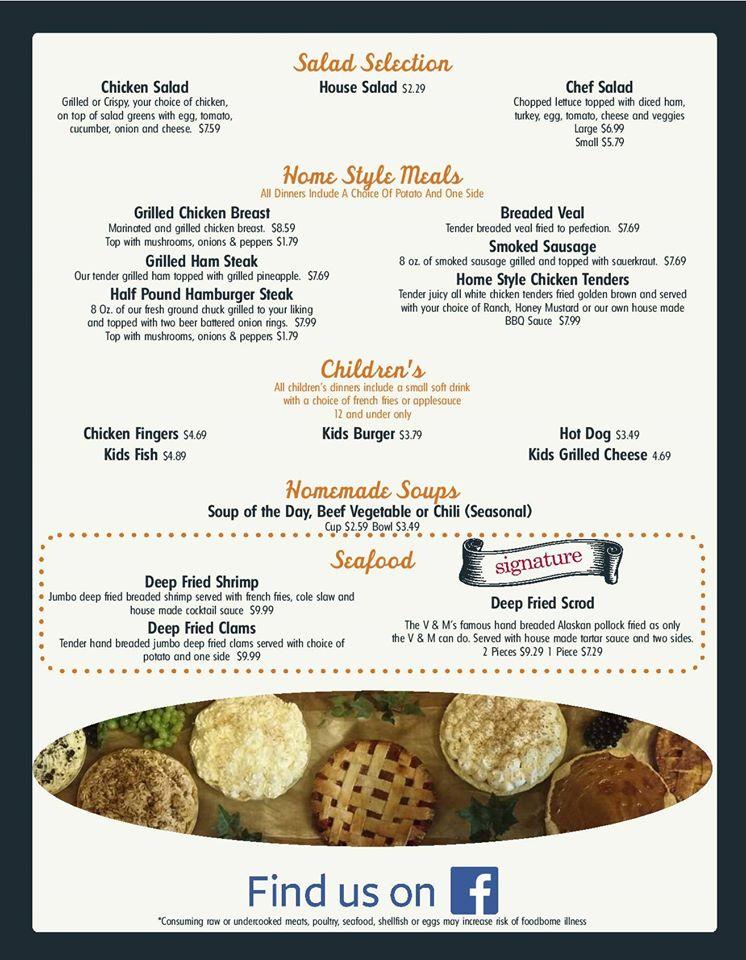 Menu at V & M Restaurant Mansfield Ohio, Mansfield