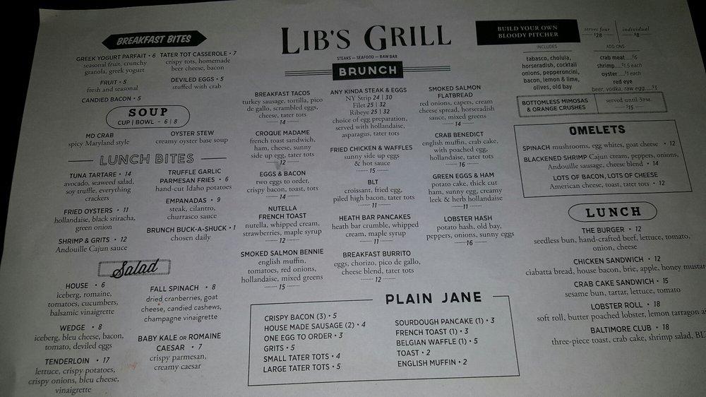 Menu at Lib's Grill Perry Hall pub & bar, Perry Hall