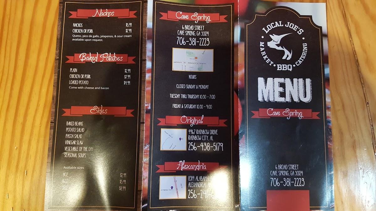 Menu at Local Joe's Cave Spring BBQ, Cave Spring