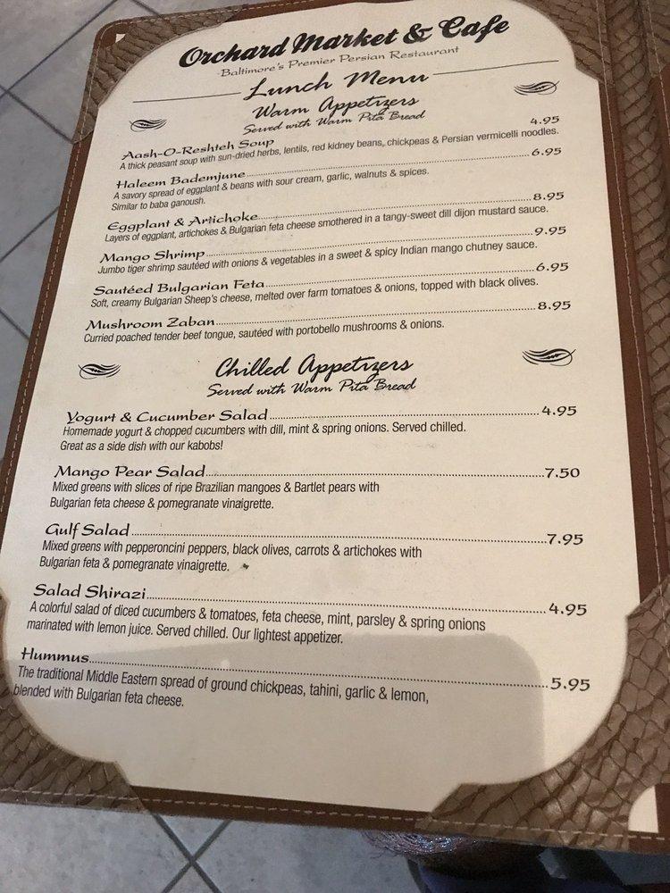Menu at Orchard Market & Café cafe, Towson