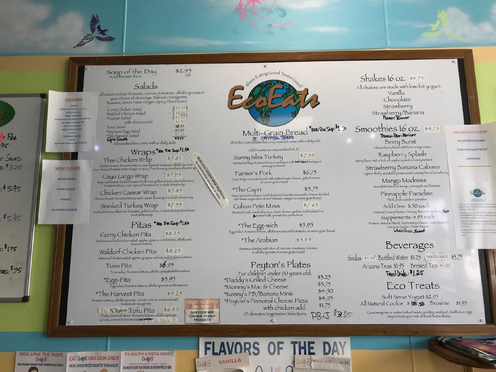 Carta del restaurante Eco Eats, Cayo Largo