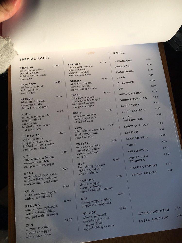 Menu at Kaiyo restaurant, Mineola