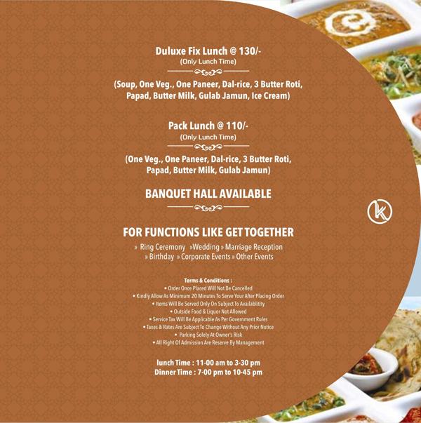 Menu at Krishna Restaurant & Banquet, Mehsana