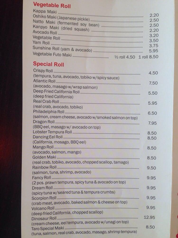 Menu at Momo Taro Japanese Restaurant, Surrey