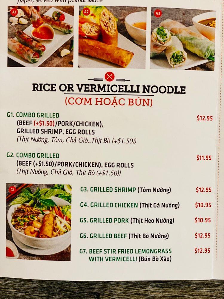 Menu at Pho Ngon restaurant, Alexandria