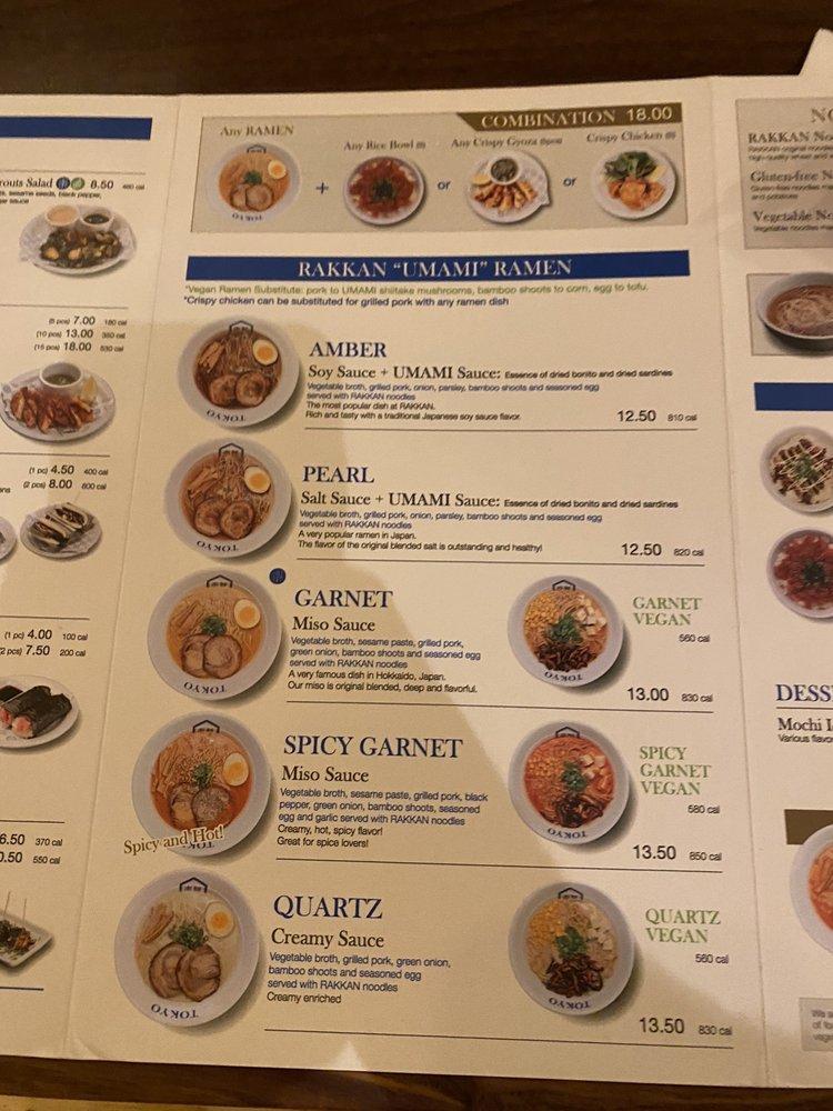 Menu at Rakkan Ramen restaurant, Houston
