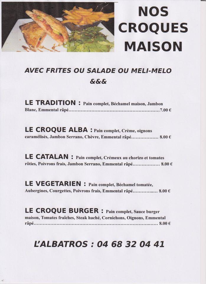 Menu au Restaurant L'ALBATROS, Narbonne