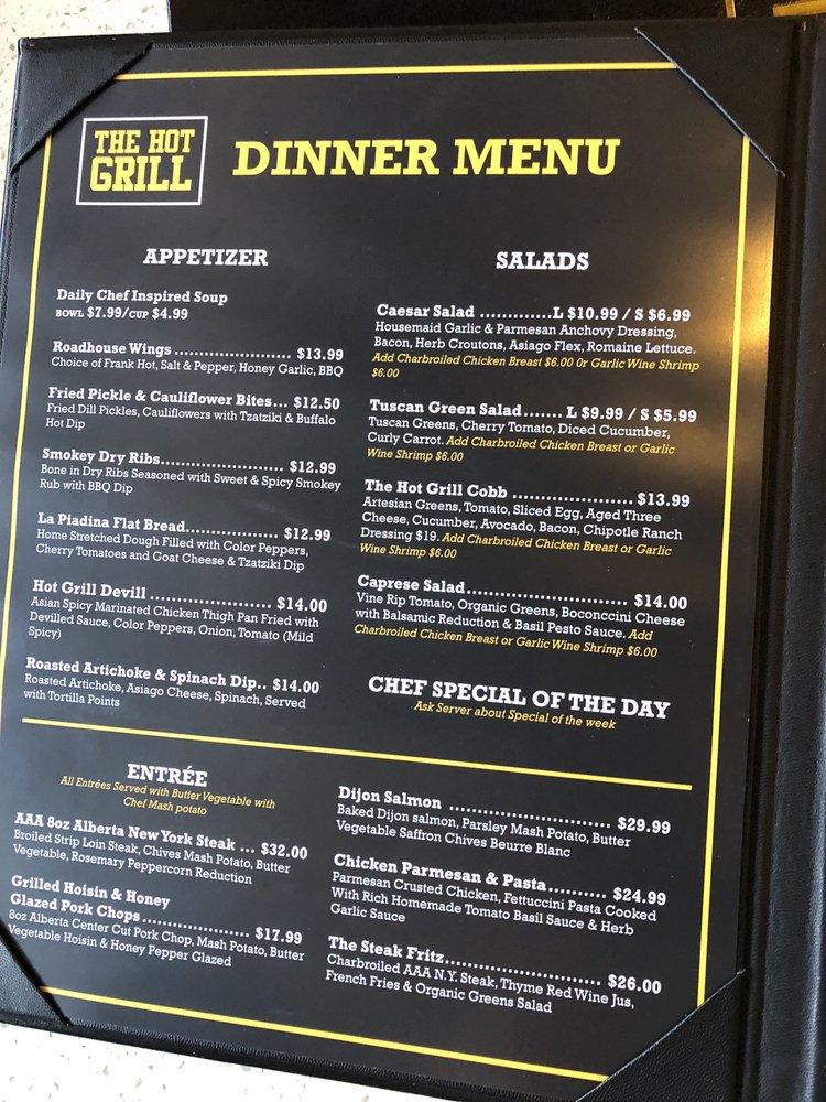 Menu at The Hot Grill restaurant, St. Albert