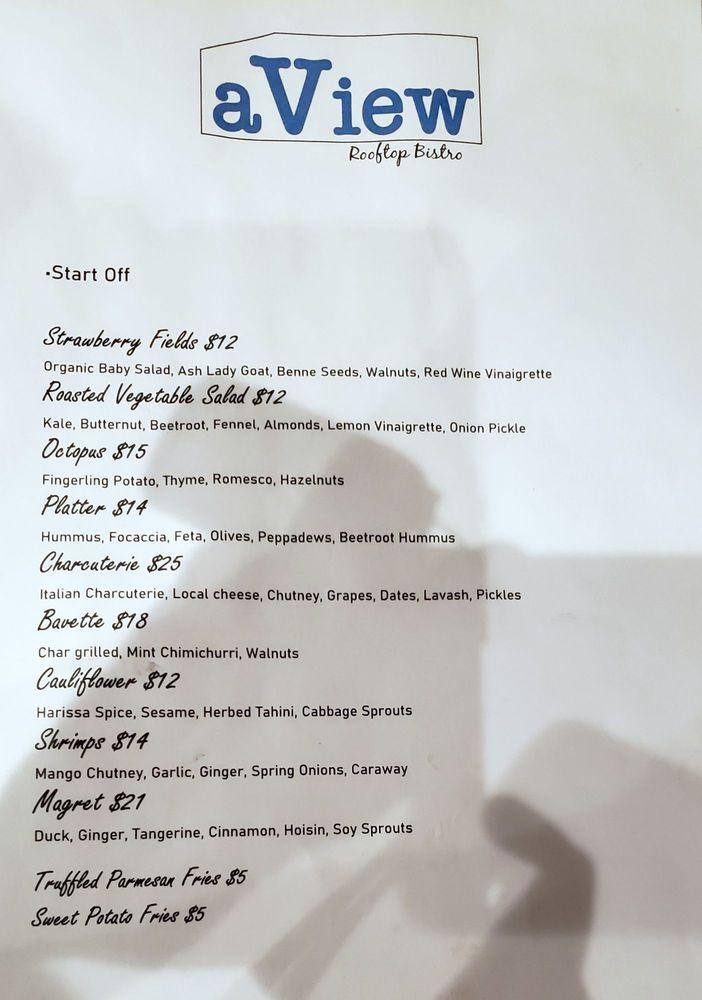 Menu at aView Rooftop Bar &Bistro, Wilmington