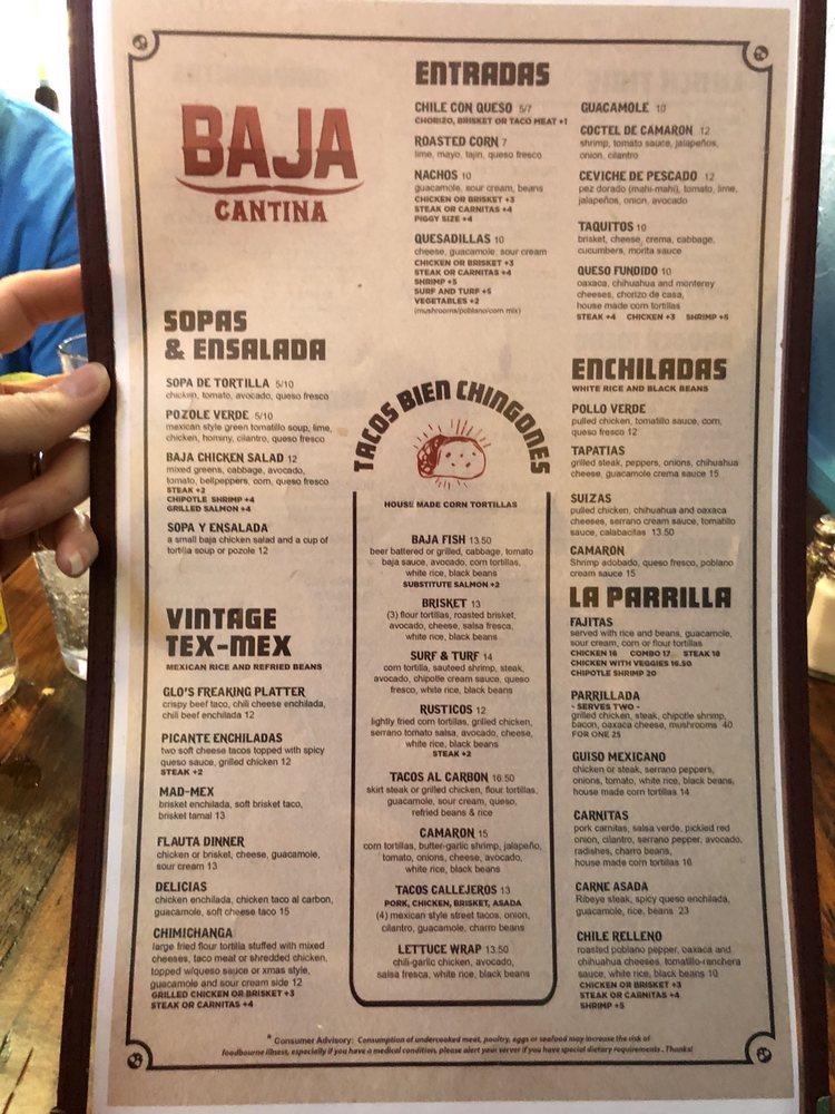 Menu at Baja Cantina restaurant, Watauga, Denton Hwy #220