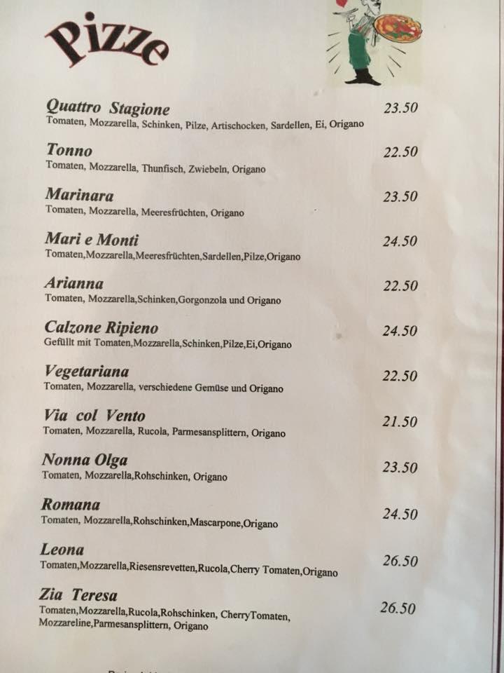 Speisekarte von Corallo, Zürich