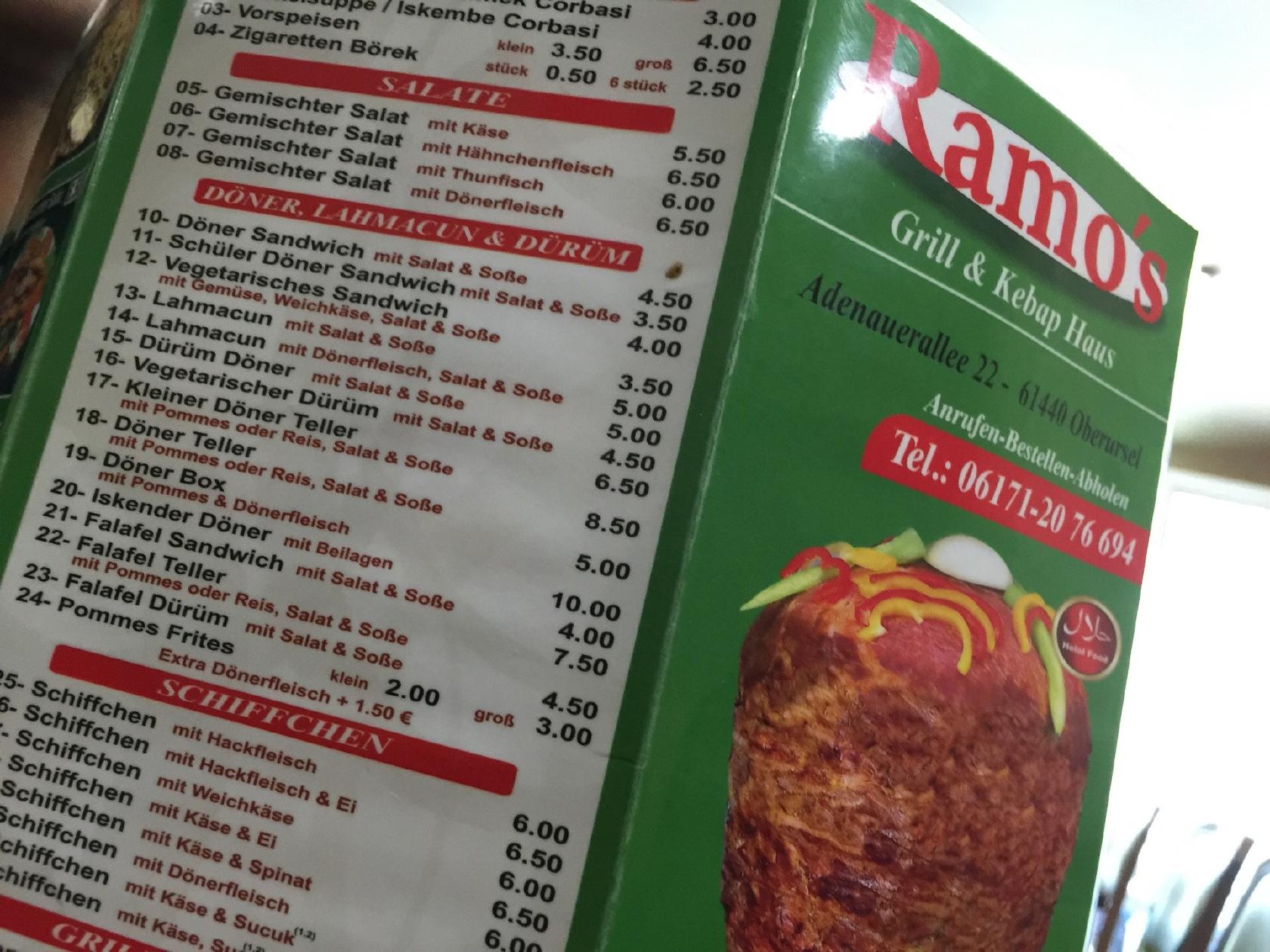 Speisekarte von Ramos Grill und Kebap Haus Oberursel restaurant ...
