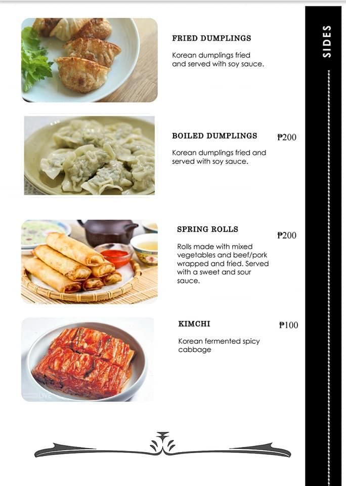 Menu at Thai Fusion restaurant, Olongapo