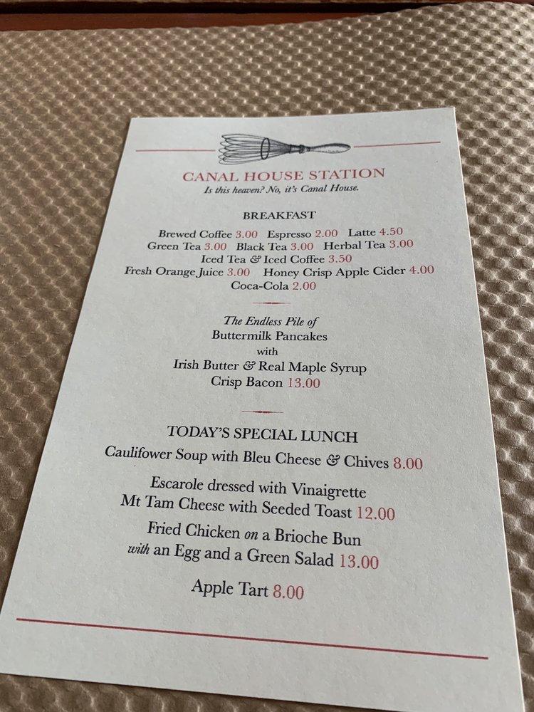 Menu at Canal House Station cafe, Milford