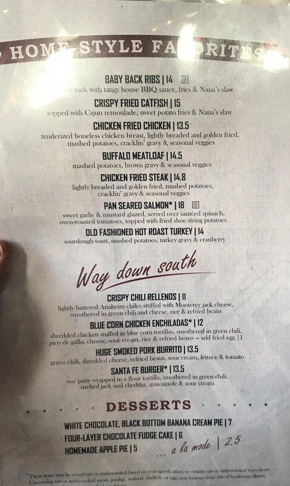 Menu at Castle Cafe, Castle Rock