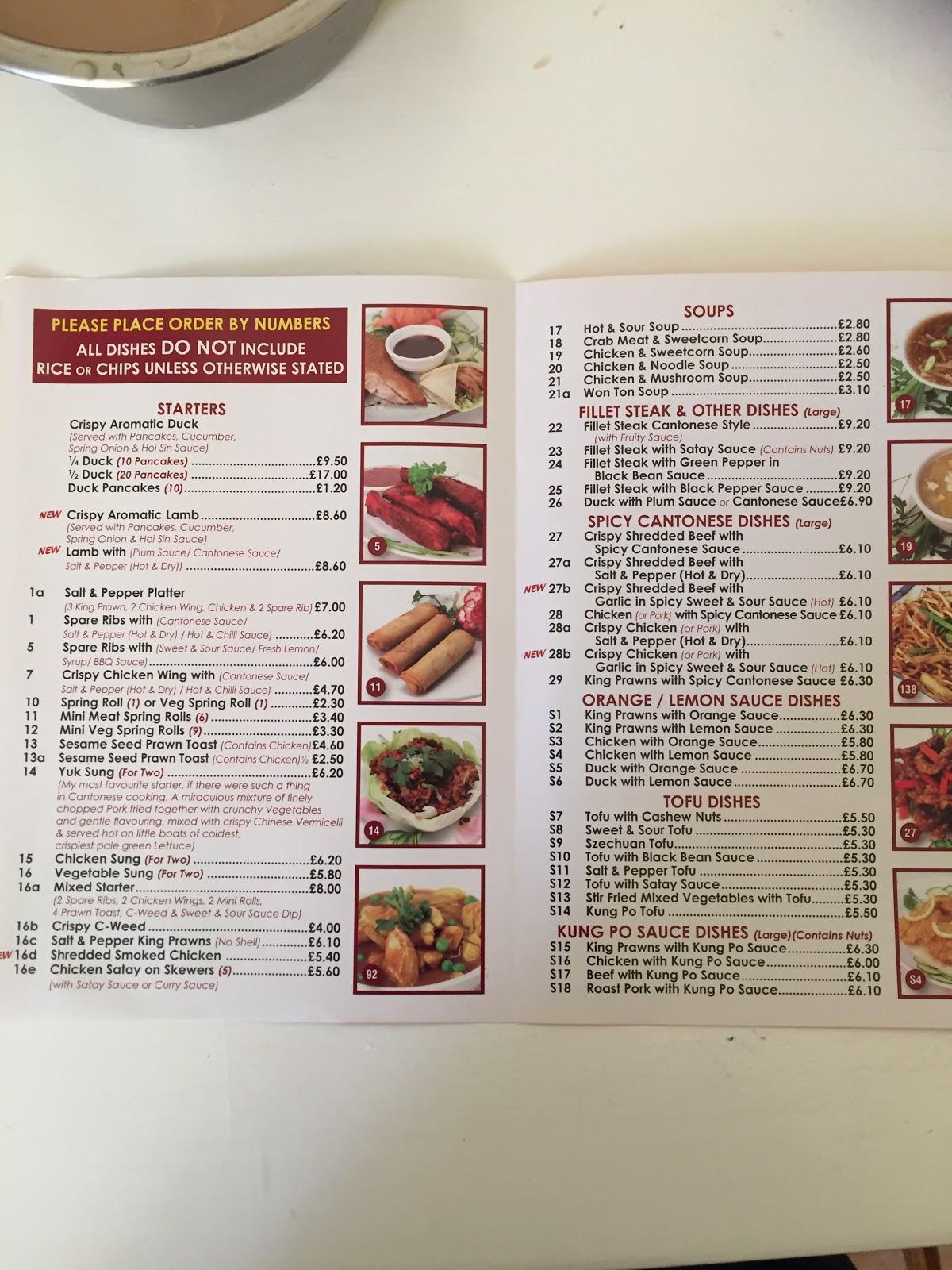 Menu at Golden Valley Chinese restaurant, Llanymynech
