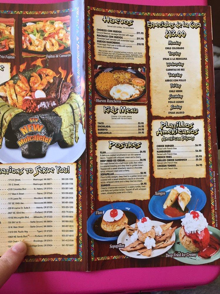 Menu at Los Dos Compadres II restaurant, Washougal, E St