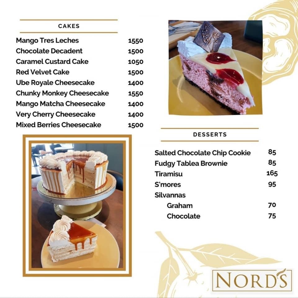 Menu at Nord's, Azuela Cove restaurant, Davao City