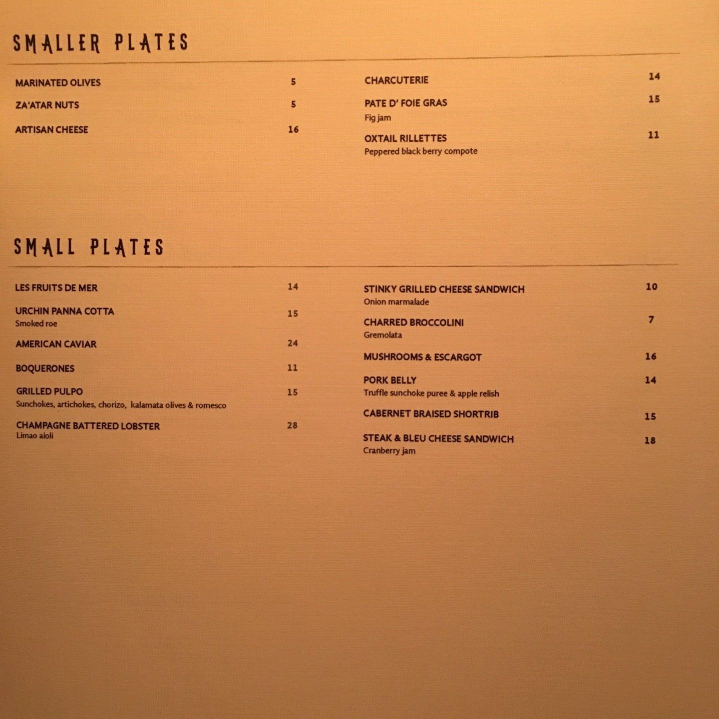 Menu at The Tchin Tchin! Bar, Honolulu
