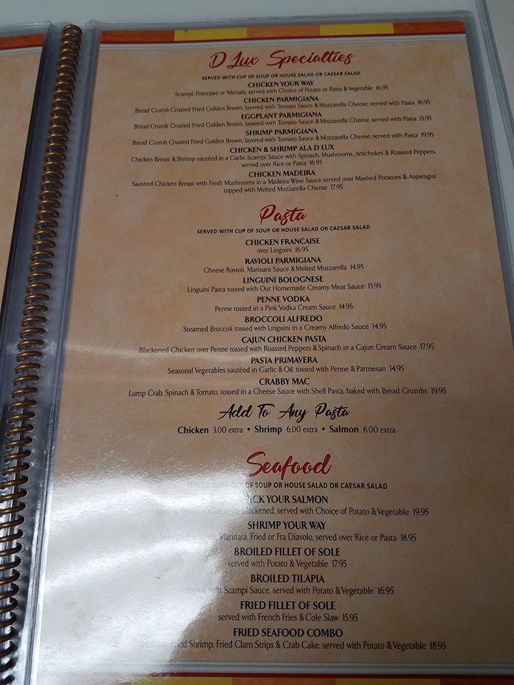 Menu at D lux Diner pub & bar, Middletown