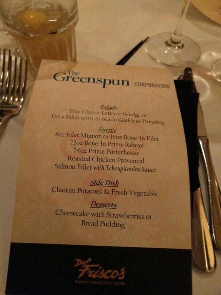 Menu at Del Frisco's Double Eagle Steakhouse, Las Vegas