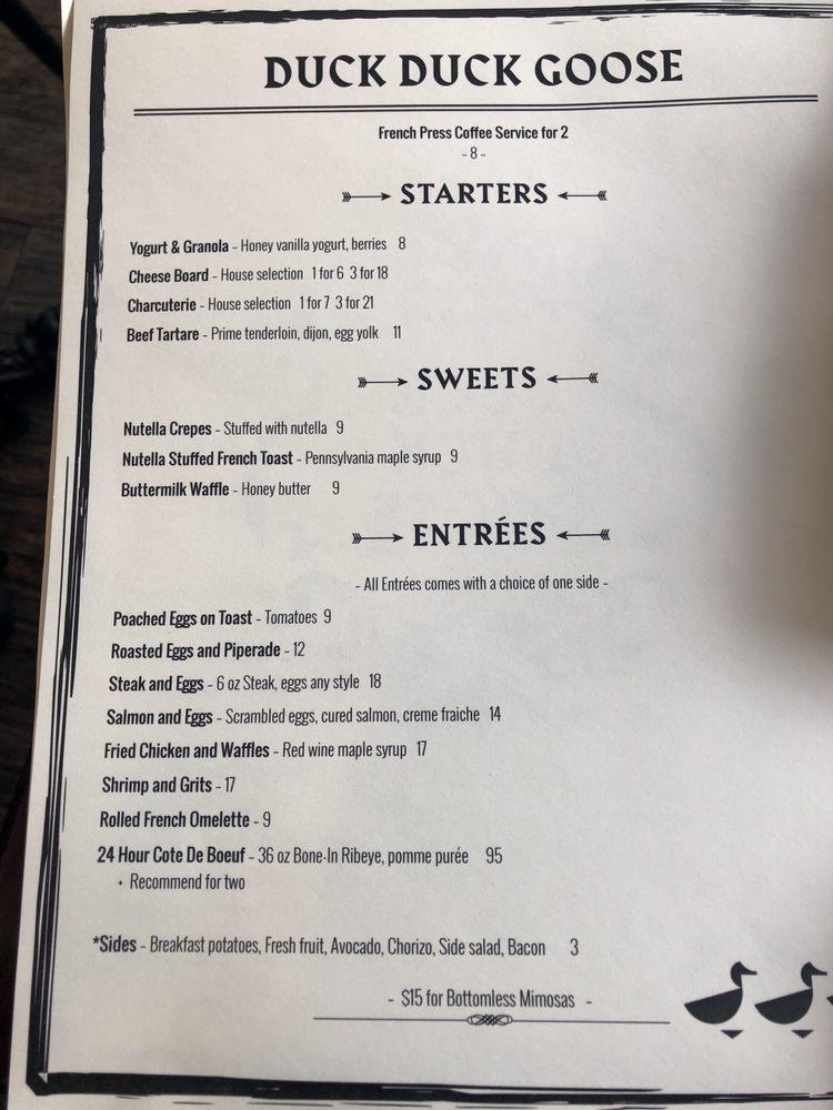 Menu at Duck Duck Goose pub & bar, Bethesda