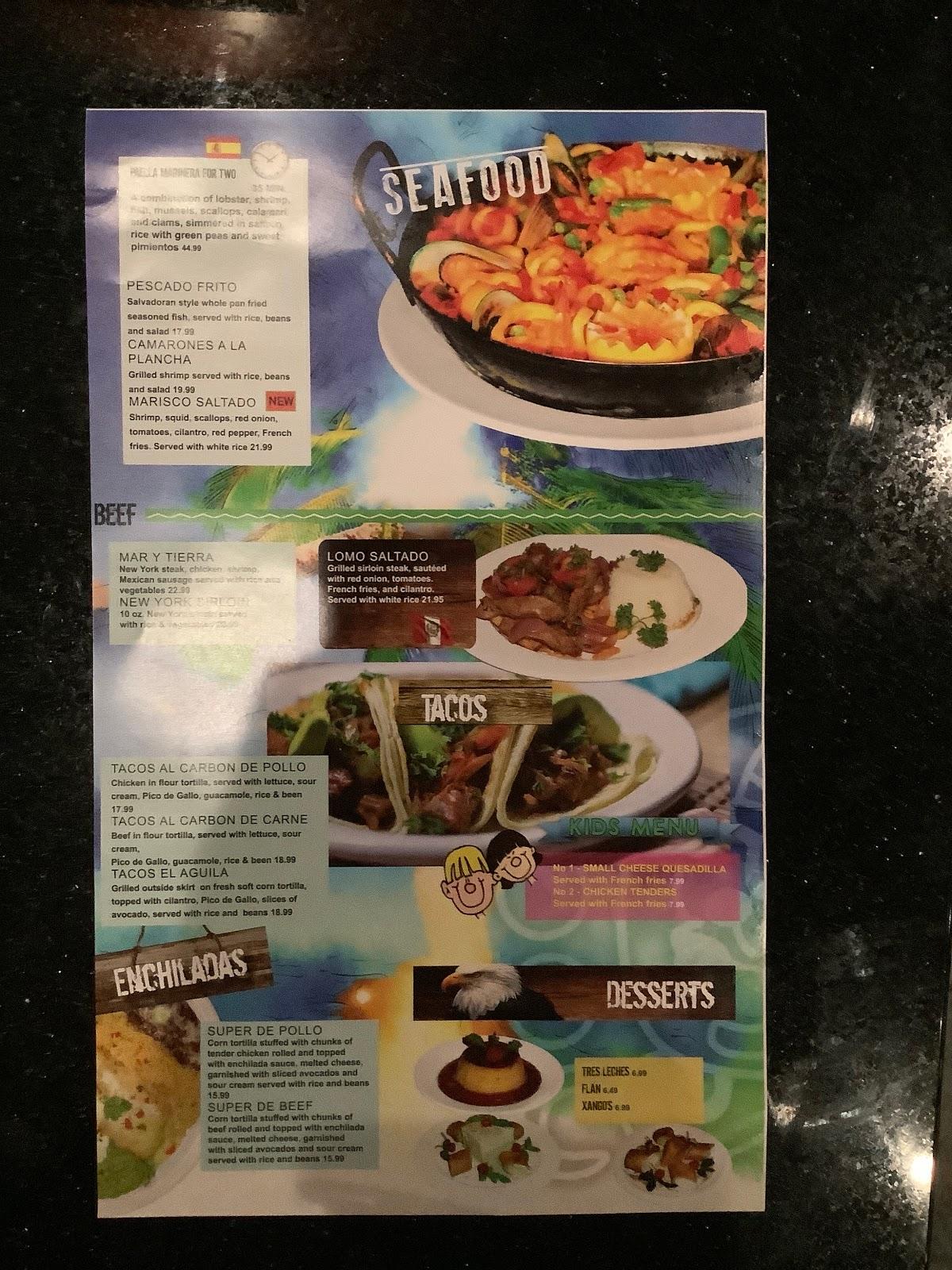 Menu at El Aguila restaurant, Silver Spring, 55 Randolph Rd