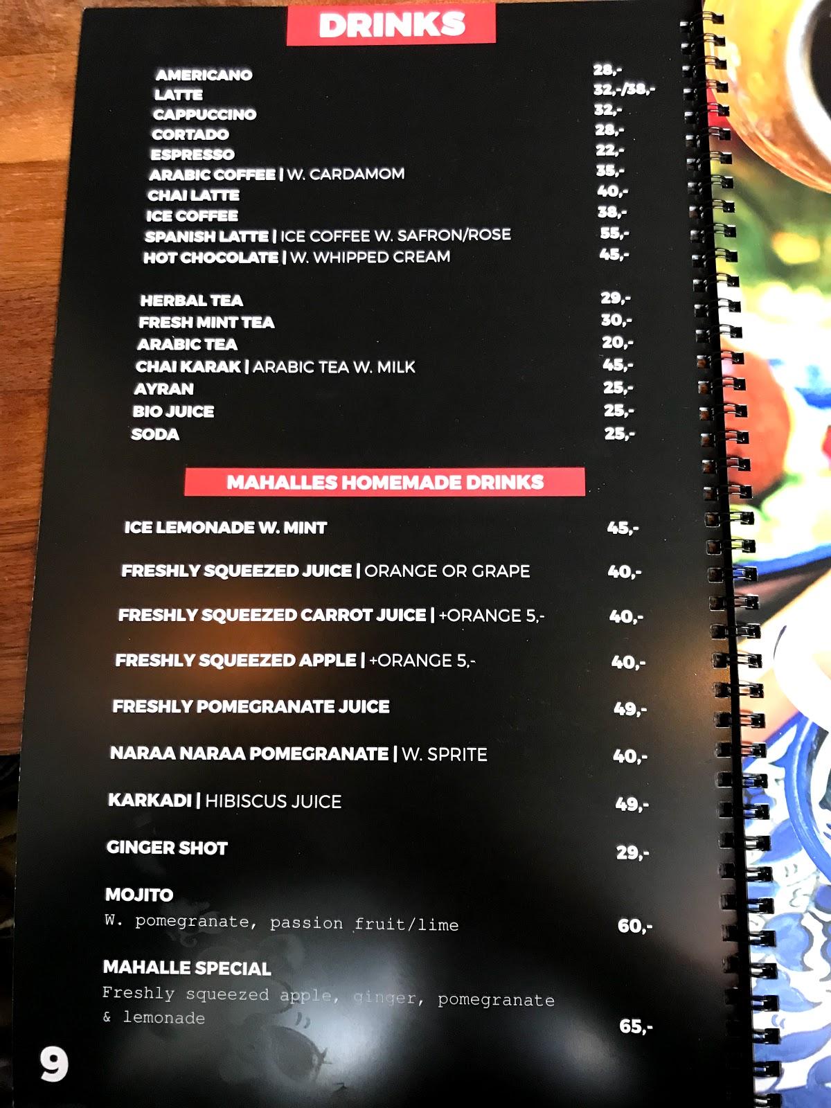 Menu at Mahalle restaurant, Frederiksberg, Rolighedsvej 15
